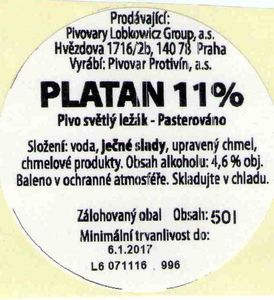 Drink Label: E75III-Platan 11 (Pivovar Platan Protivín, Czech ...