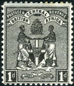 Stamp: Coat of Arms of BCA (coloured background) (British Central ...