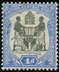 Stamp: Coat of Arms of BCA (white background) (British Central Africa ...