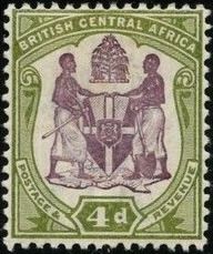 Stamp: Coat of Arms of BCA (white background) (British Central Africa ...