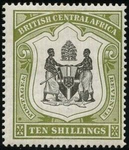 Stamp: Coat of Arms of BCA (white background) (British Central Africa ...