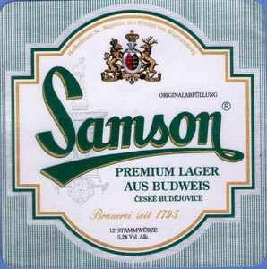 Drink Label: NH18-Samson Premium Lager aus Budweis (Pivovar Samson ...