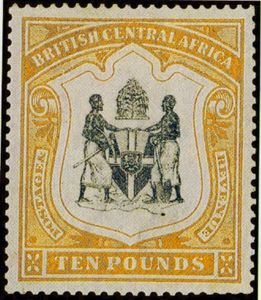 Stamp: Coat of Arms of BCA (white background) (British Central Africa ...