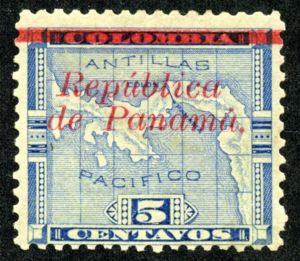 Stamp: Map of Panama Overprinted (Panama(1903 Definitives) Mi:PA 35V,Sn ...