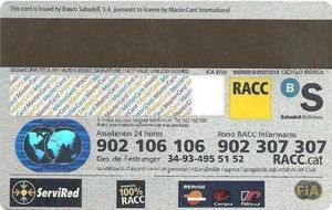 Bank Card: RACC plata (Banco de Sabadell, SpainCol:ES-MC-0293.02