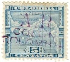 Stamp: "A.R." Colon Colombia Overprint (Panama(Aknowledgement of ...