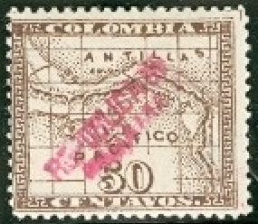 Stamp: Map of Panama Overprinted (Panama(1903 Definitives) Mi:PA 38IIIx ...
