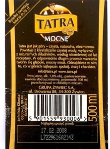 Drink Label: Tatra Mocne (Browar Żywiec, PolandCol:PL-BEER-000221