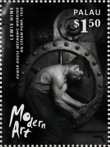 Stamp: "Power House Mechanic Working " (1920), by Lewis Hine (Palau ...