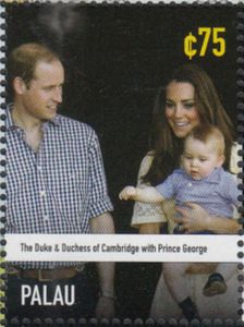Stamp: The Duke & Duchess of Cambridge with Prince George (Palau(Visit ...