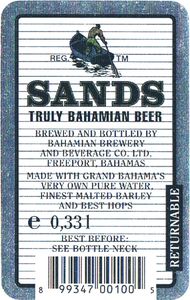 Etiqueta de bebida: Sands (Bahamian Brewery and Beverage Co. Ltd ...