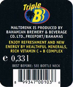 Etiqueta de bebida: Triple B (Bahamian Brewery and Beverage Co. Ltd ...