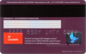 Bank Card: VISA Credit (Citadele, LatviaCol:LV-VI-0073
