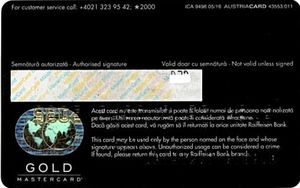 Bank Card: Raiffeisen BANK Master Gold (Raiffeisen Bank, RomaniaCol:RO ...