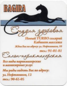 Calendario de Bolsillo: Bagira (Rusia(Advertising) Col:RUS-2011-Adv-076