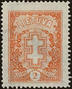 Stamp: Vytis Cross (Lithuania(Definitive - Vytis Cross (1926-1933)) Mi ...