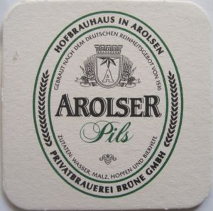 Sous-bock de bière: Arolser Pils (Hofbrauhaus Heinrich Brüne GmbH ...