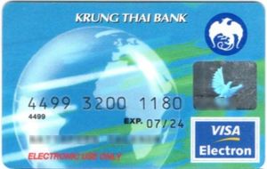 Bank Card: Visa Electron (Krung Thai Bank, ThailandCol:TH-VE-0016.02