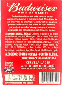 Drink Label: Budweiser (Ambev, BrazilCol:BR-BEER-000268