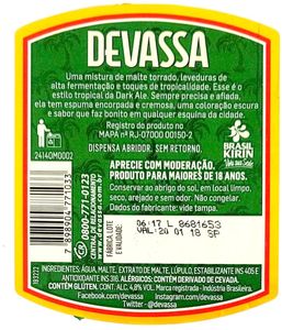 Drink Label: Devassa Tropical Dark (Cervejaria Devassa, BrazilCol:BR ...