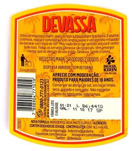 Drink Label: Devassa Tropical Lager (Cervejaria Devassa, BrazilCol:BR ...