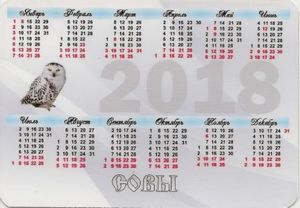 Calendario de Bolsillo: Ophthalmic Owl (Rusia(Birds) Col:RUS-2018-Owl ...