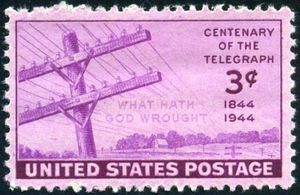 Stamp: Telegraph Wires and Morse's First Transmitted Words (United ...
