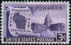 Stamp: Centenary of Wisconsin Statehood (United States of AmericaMi:US ...