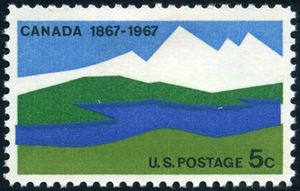 Stamp: Canada 1867-1967 (United States of America(Canada Centenary ...