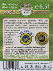 Flaschenetikett: Maxlrainer Helles (Schlossbrauerei Maxlrain ...