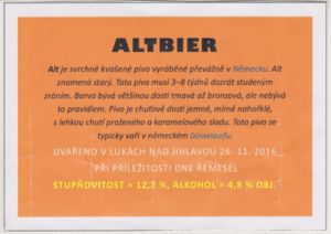 Drink Label: Altbier (Homebrewing Brewmaster Standa Jakoubek, Czech ...