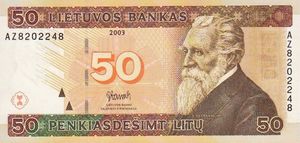 Banknote: 50 Litu (Lithuania(2001-2003 Litas Issue) Wor:P-67r