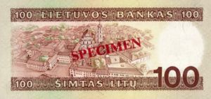 Banknote: 100 Litu (Lithuania) (1991 Litas Issue) Wor:P-50as
