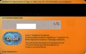 Bank Card: Swedbank MasterCard Debit (Swedbank, LatviaCol:LV-MC-0057.03