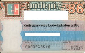 Bank Card: Eurocheque 86 (Kreissparkasse Ludwigshafen, Germany, Federal ...