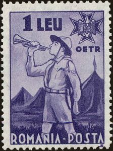 Stamp: Scout reveille (Romania(Scouting) Mi:RO 485,Sn:RO B51,Yt:RO 482 ...