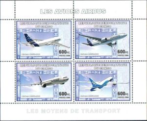 Stamp: Airbus Planes (Congo, Dem. Rep. (Kinshasa): Illegal Stamps ...