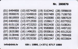 Bank Card: DNB code card (DNB Banka, Latvia) Col:LV-GM-0033