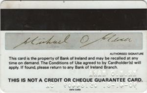 Bank Card: Pass Card (Bank of Ireland, Ireland) Col:IE-GM-0021