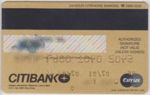 Bank Card: Citibank Mastercard (Citibank, Hong Kong) Col:HK-MC-0006