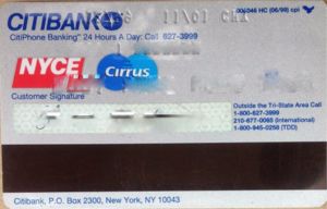 Tarjeta de Banco: Citibank (Citibank, Estados Unidos de AméricaCol:US ...