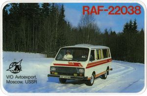 Pocket Calendar: Minibus RAF-22038 in the Winter Forest (Soviet Union ...