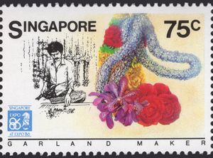 Stamp: Garland Maker (Singapore(Expo 86 Vancouver) Mi:SG 503,Sn:SG 486b ...