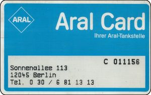 Functional Card: Aral Card (Filling Stations, Germany, Federal Republic ...