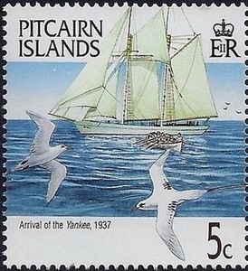 Stamp: Arrival of the schooner Yankee, 1937 (Pitcairn Islands ...