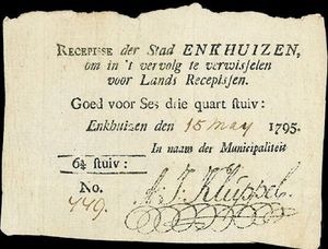 Banknote: 6¾ Stuiver (Netherlands(Recepisse) Wor:P-B41