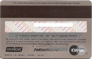 Bank Card: AmSouth Bank (AmSouth Bank, United States of America) Col:US ...