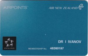 Functional Card: Air New Zealand. Airpoints (Airlines, New Zealand(Air ...