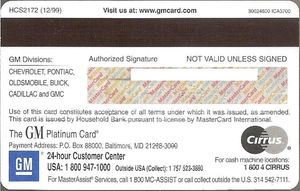 Bank Card: Gm (Household Bank, United States of AmericaCol:US-MC-0286