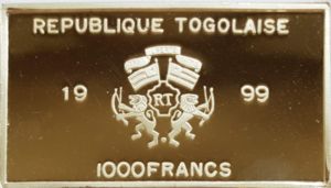 钱币: 1,000 CFA Francs (Lion) (多哥(1999~Today - Numismatic Products) Col ...